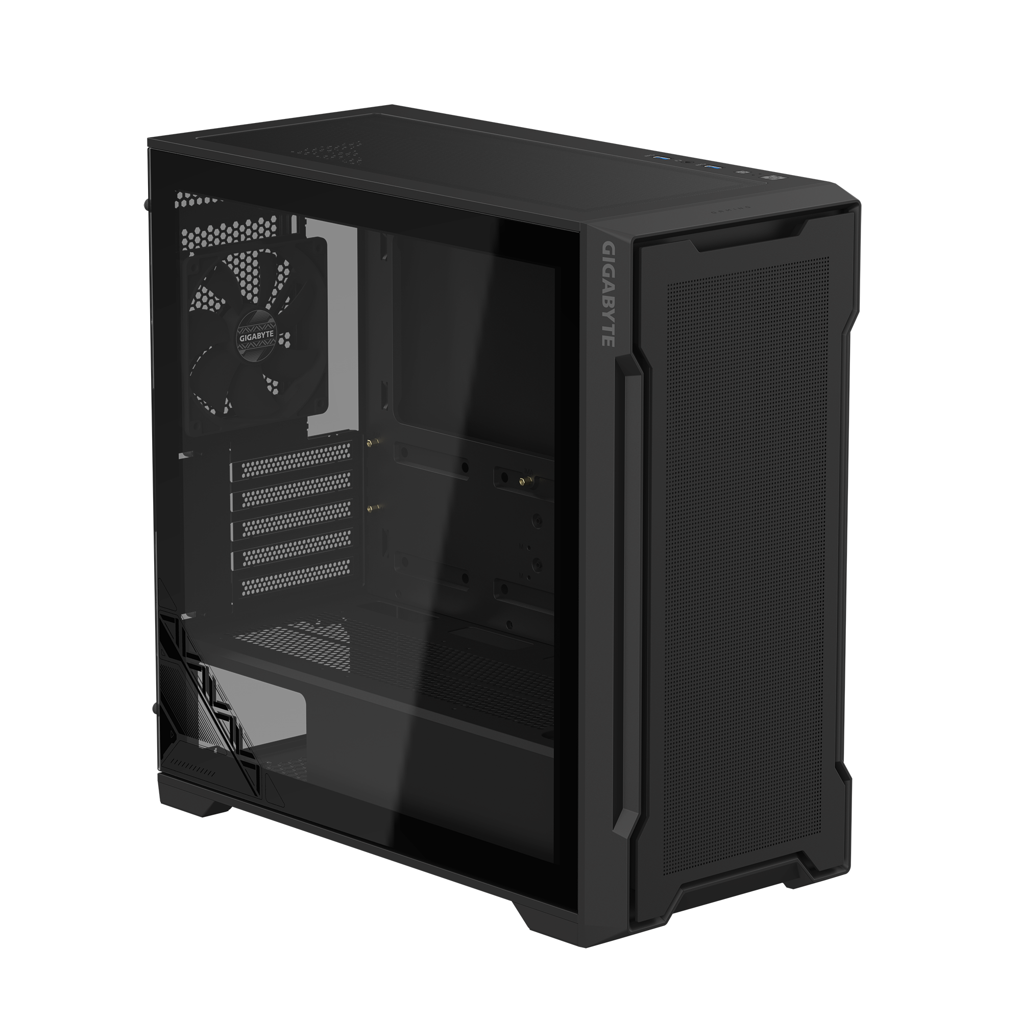 Gabinete Gamer Gigabyte C102 Glass X2 Fan Black GB-C102G | MyM Computacion | Gaming Store